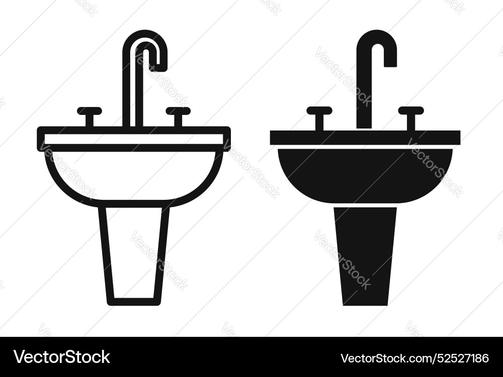 Sink unit thin line icon set Royalty Free Vector Image