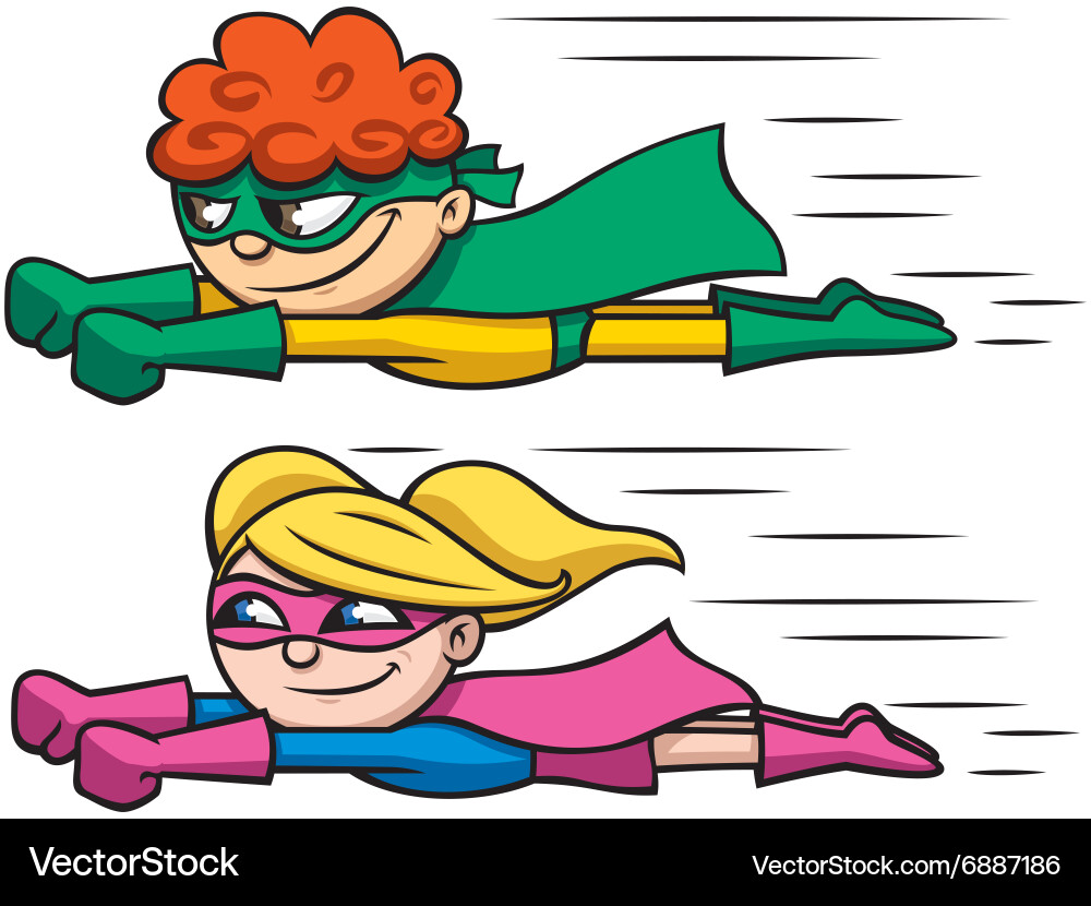 Super kids flying Royalty Free Vector Image - VectorStock