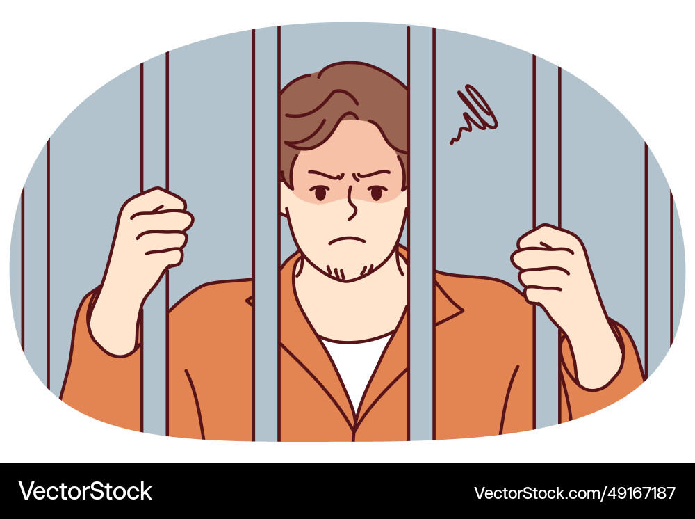 Angry Criminal in Prison Royalty Free Vector Image