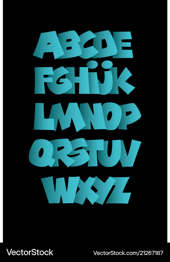 Blue bold alphabet Royalty Free Vector Image - VectorStock