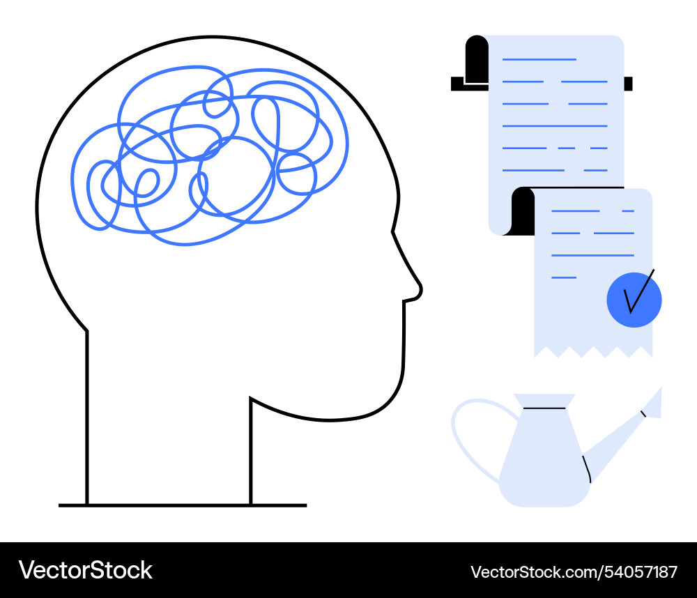 Chaotic mind with organized tasks Royalty Free Vector Image