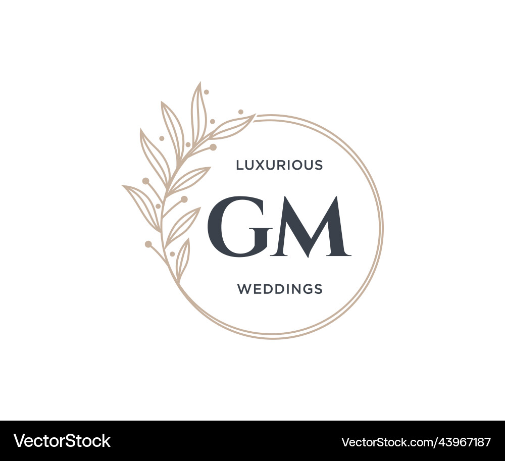 Gm letter wedding monogram logos template hand Vector Image