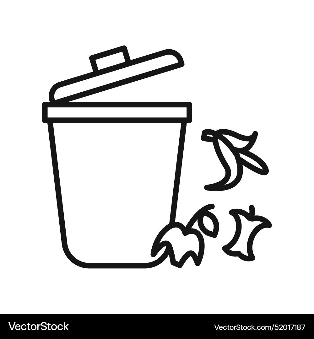 Leftovers disposal icon black line art Royalty Free Vector