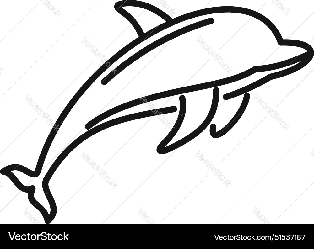 Line art of a dolphin jumping Royalty Free Vector Image