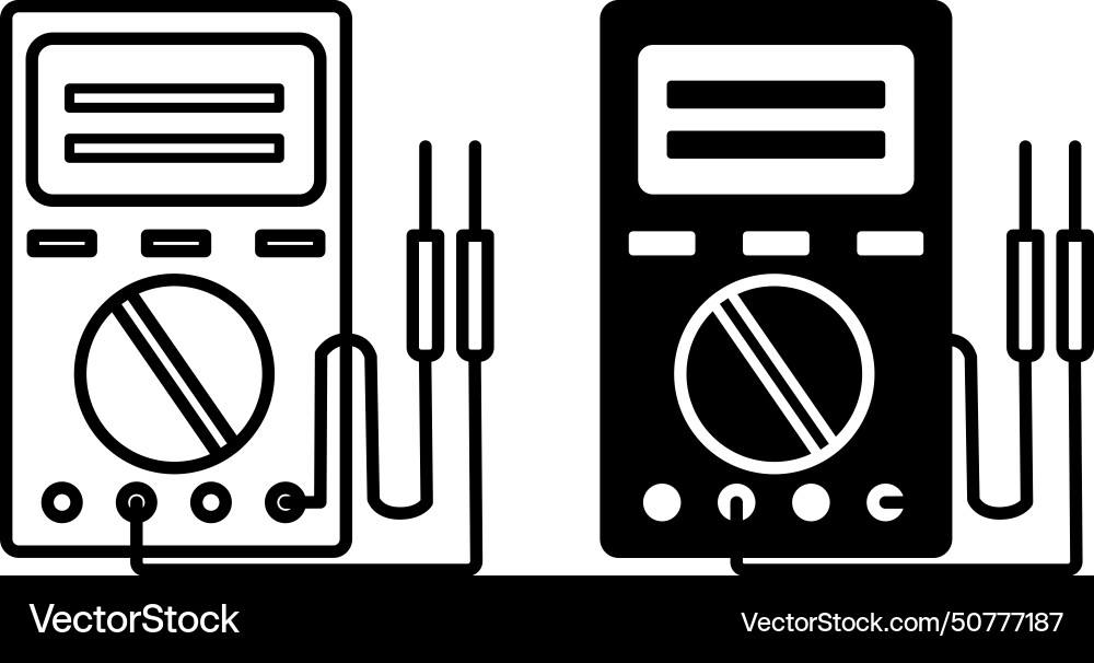 Multimeter icons black and white electrical Vector Image