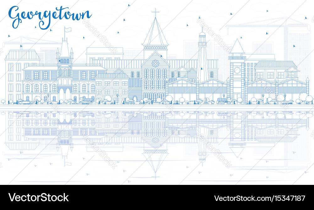Outline georgetown skyline with blue buildings Vector Image