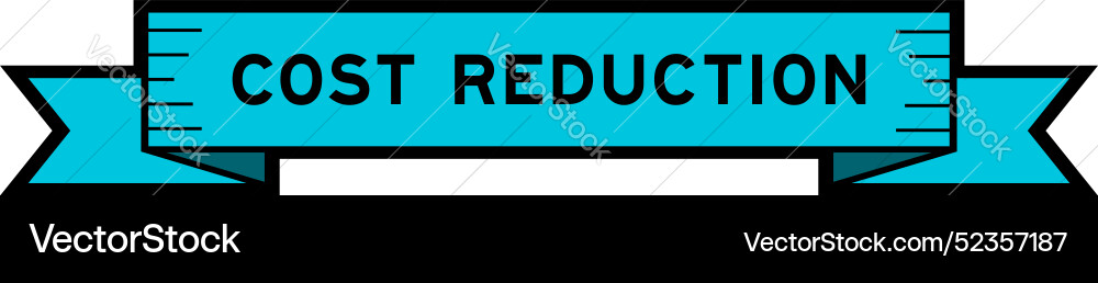 Ribbon label banner with word cost reduction Vector Image