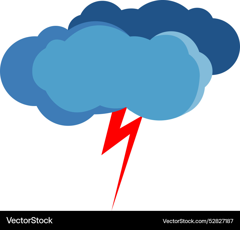Storm weather color icon blue cloud with lighting Vector Image