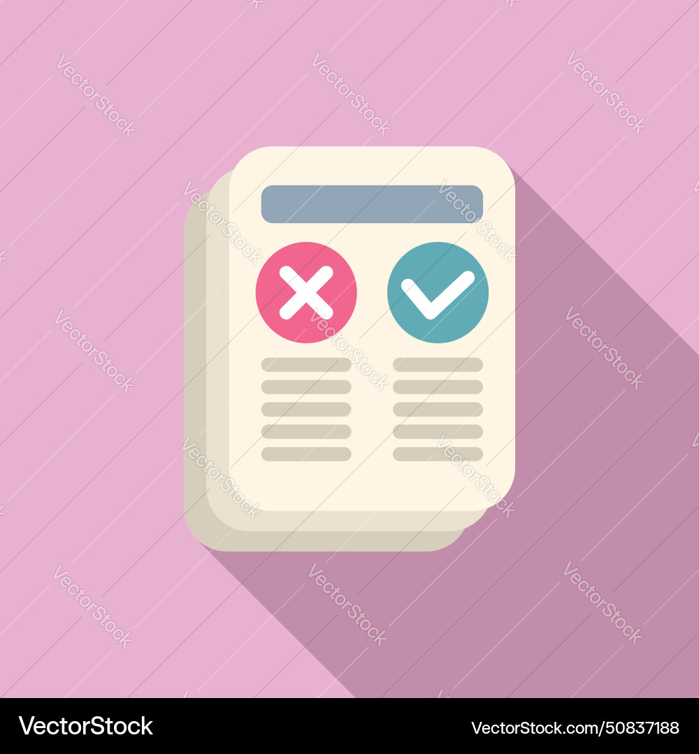 Approved or not review icon flat Royalty Free Vector Image