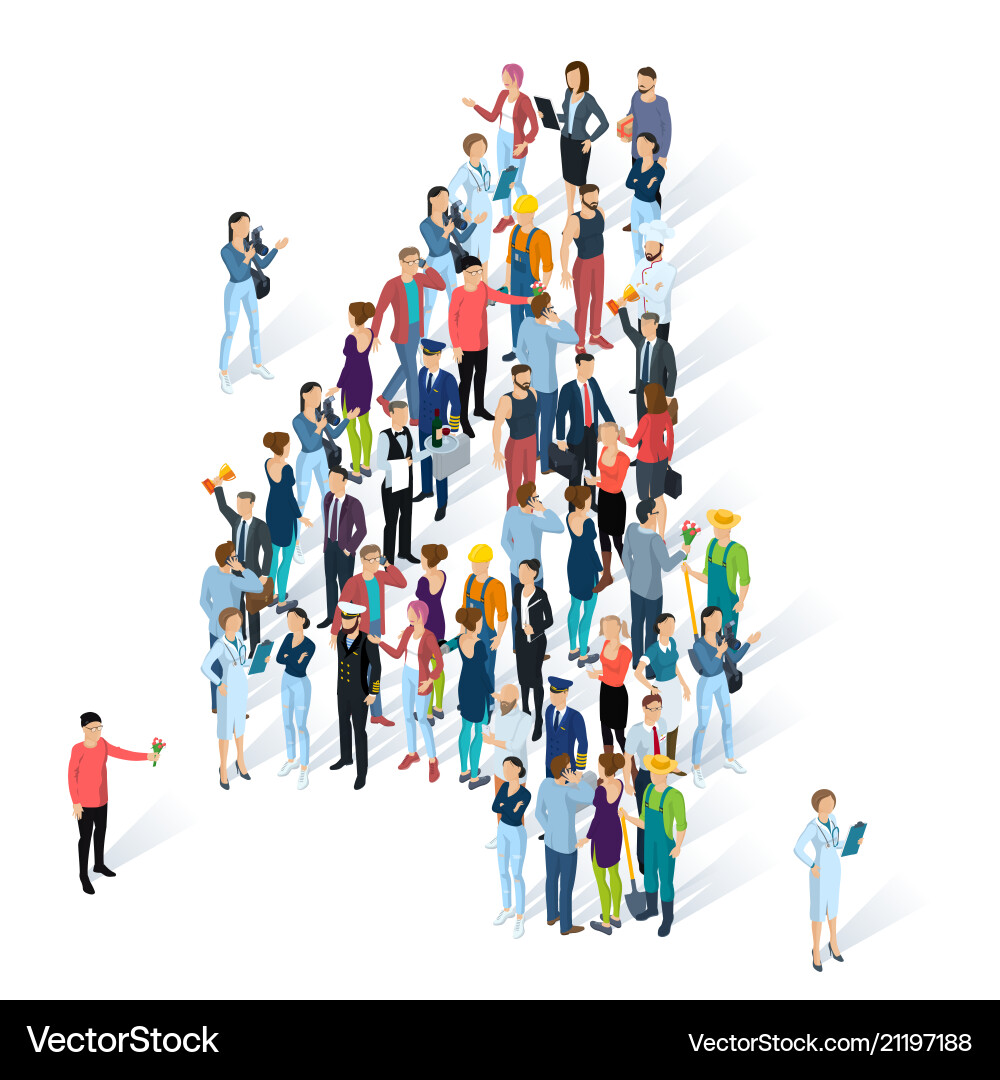Crowded isometric people numbers Royalty Free Vector Image