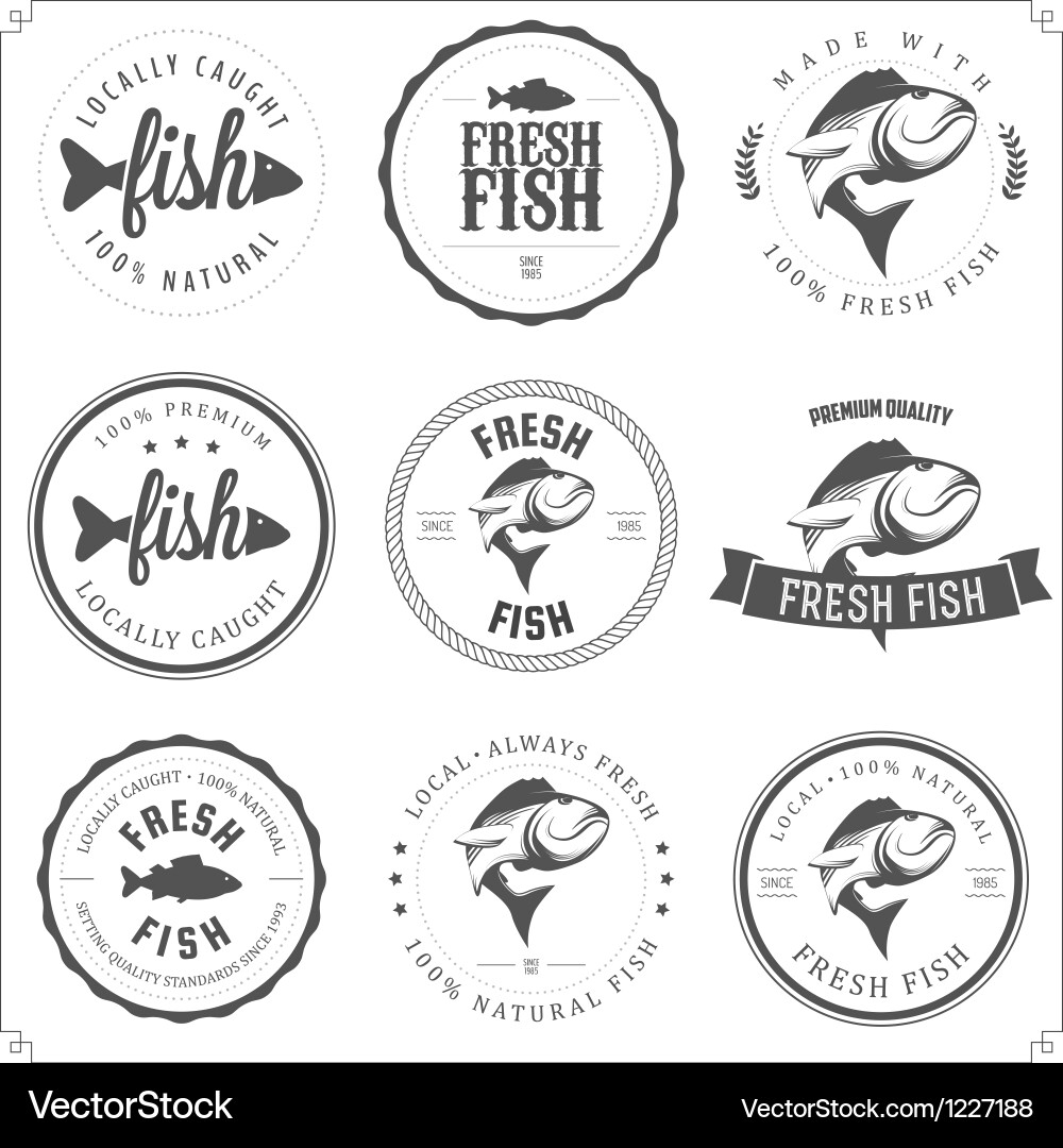 Fish Stamps & Labels Collection Royalty Free Vector