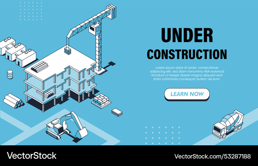 Isometric under construction poster Royalty Free Vector