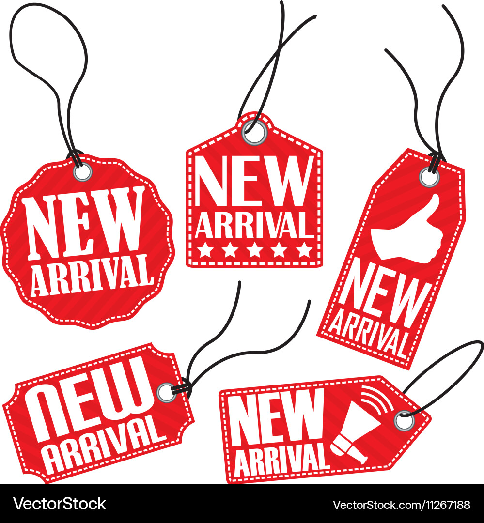 New arrival red tag set Royalty Free Vector Image