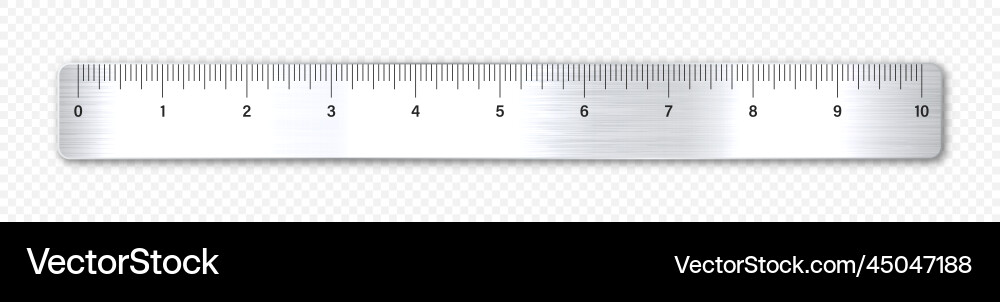 Realistic brushed metal ruler with measurement Vector Image
