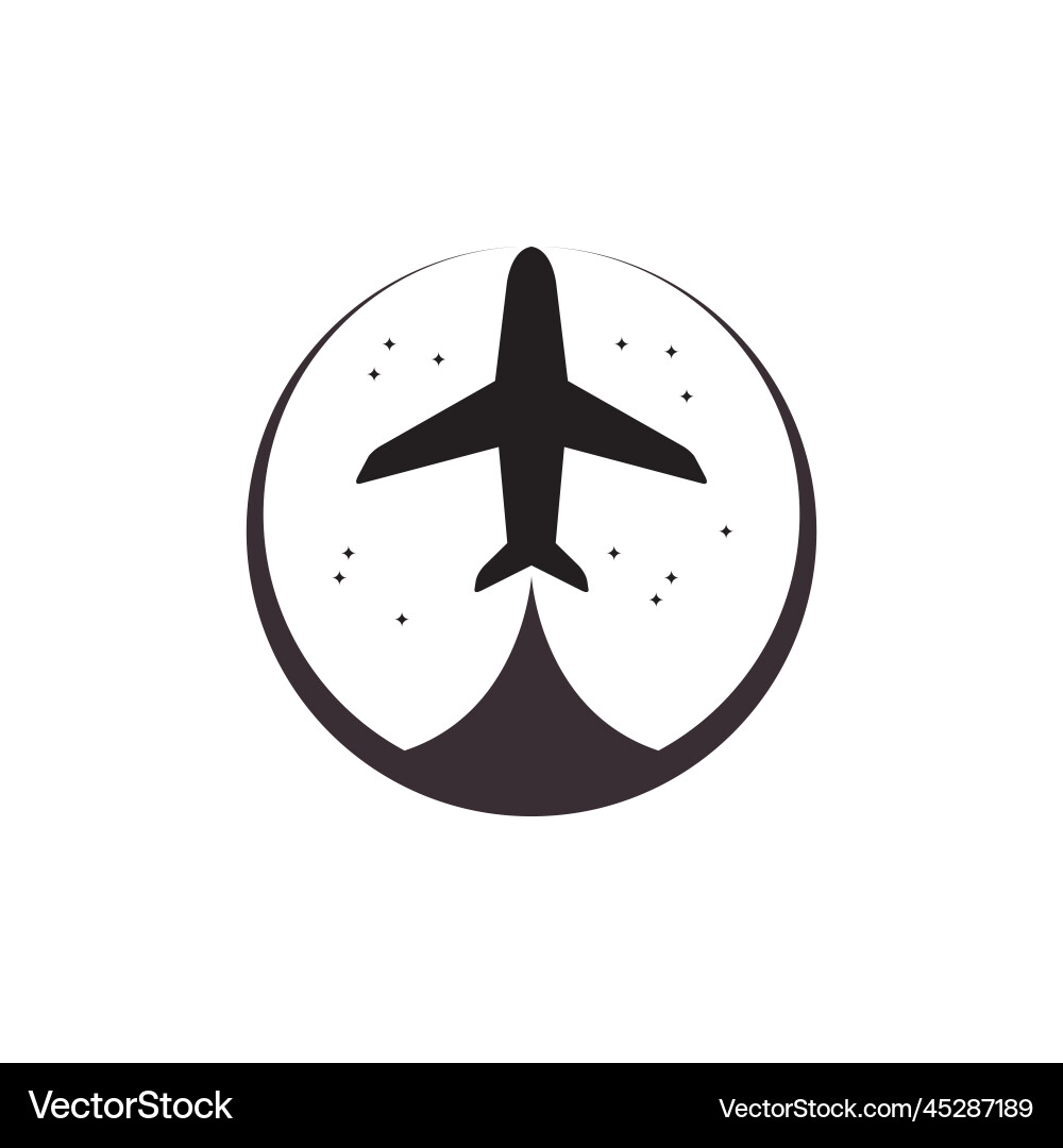 Airplane night icon logo Royalty Free Vector Image