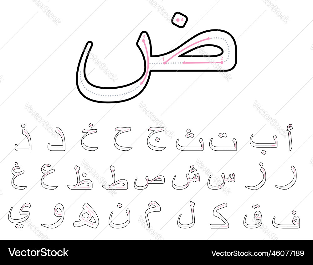 Arabic Letter Tracing Guide for Kids – Royalty-Free Vector | VectorStock