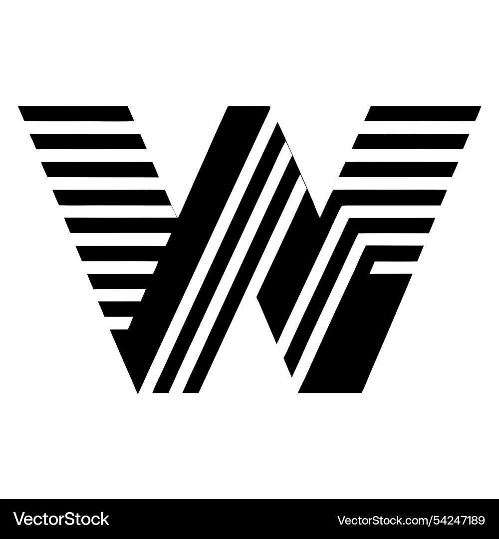 Black abstract letter w icon with horizontal strip