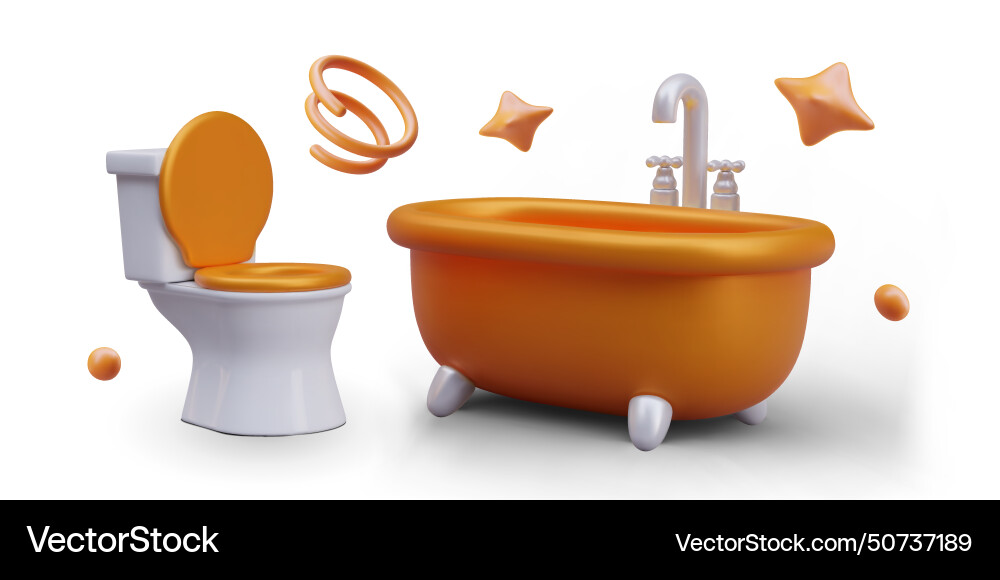 Collection of realistic toilet and bath Royalty Free Vector