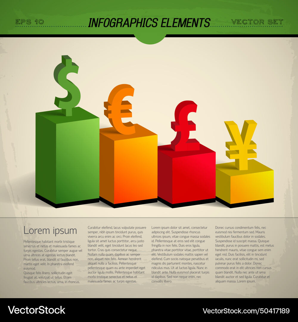 Colored currency infographic Royalty Free Vector Image