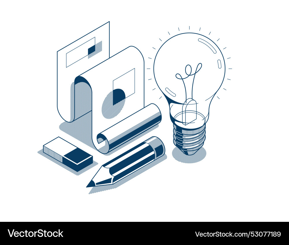 Creative engineering idea concept light bulb Vector Image