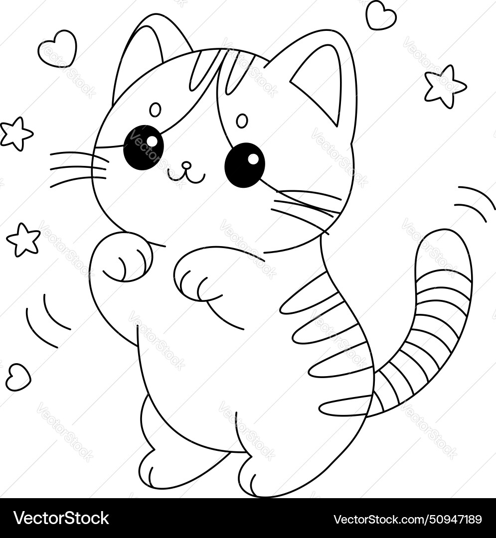 Cute cat is dancing coloring page for kids Vector Image