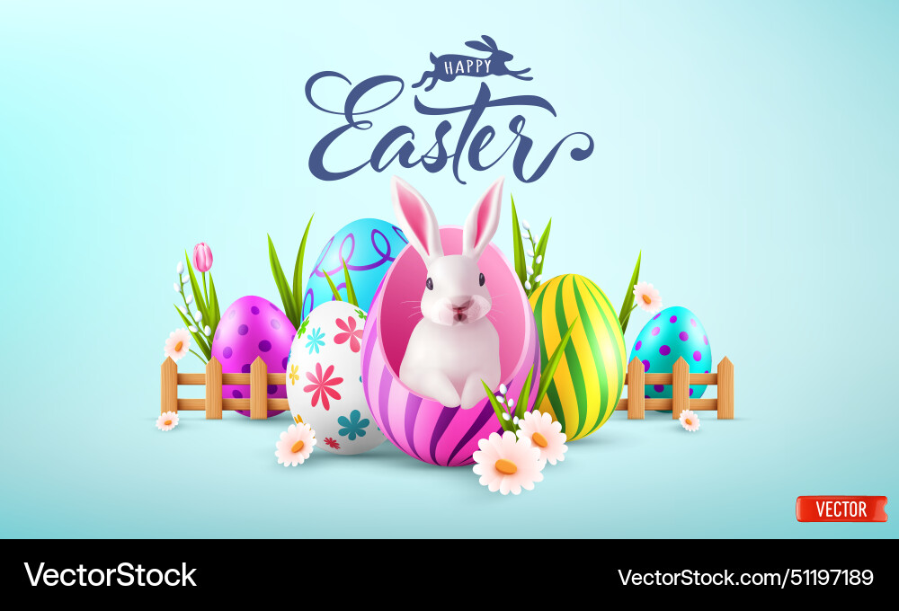 Easter poster and banner template with a white Vector Image