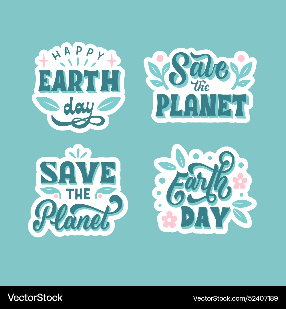 Flat earth day labels collection Royalty Free Vector Image
