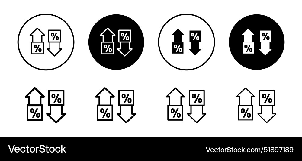 High and low percent arrow icon set collection Vector Image