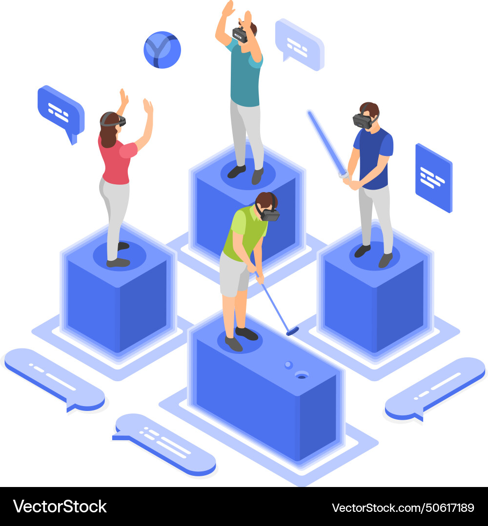 Isometric virtual reality communication ai Vector Image