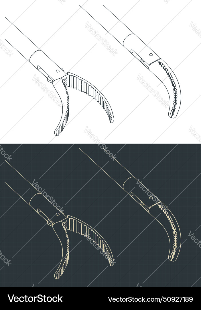 Laparoscopic forceps with curved head isometric Vector Image