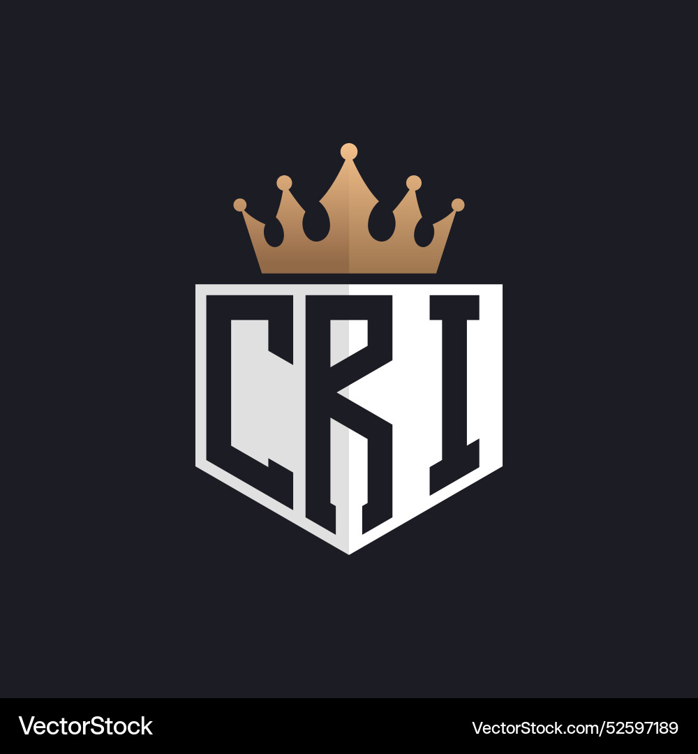 Luxury cri logo with crown elegant initials Vector Image