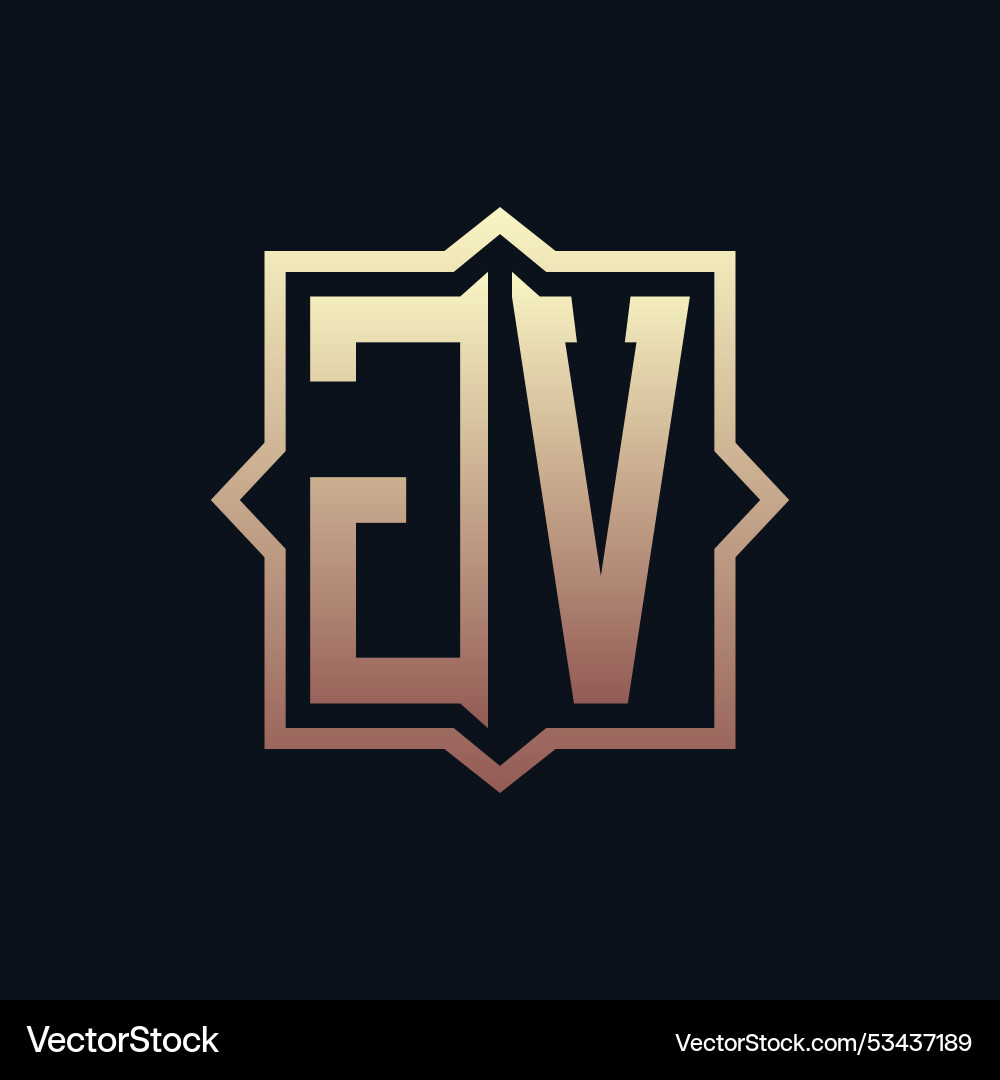 Luxury initial jv monogram logo design elegant Vector Image