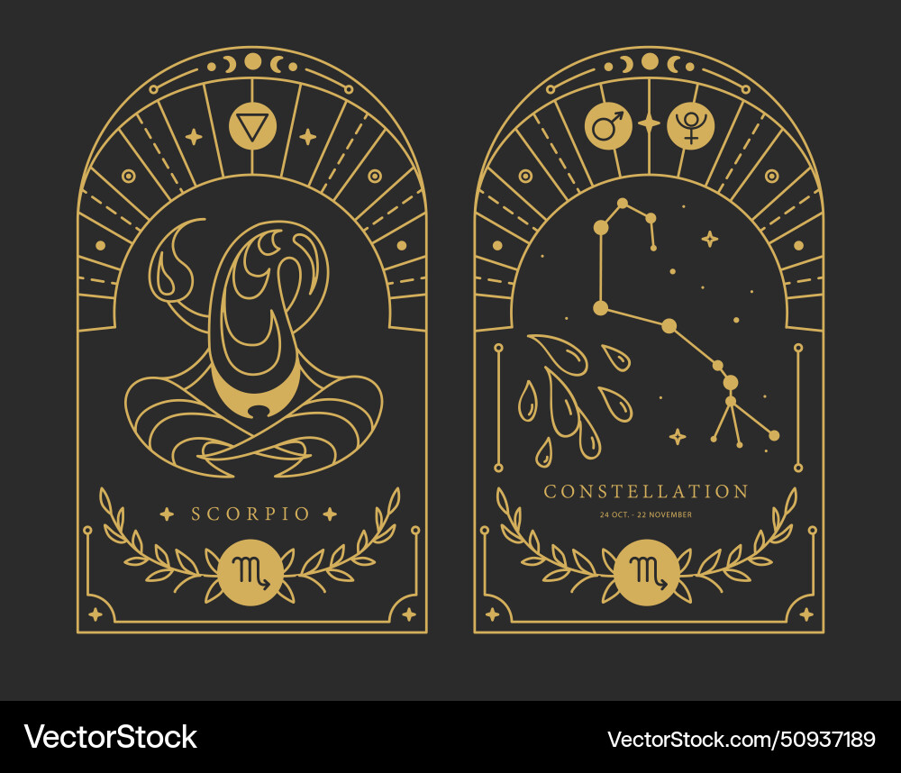 Magic witchcraft cards with scorpio zodiac sign Vector Image