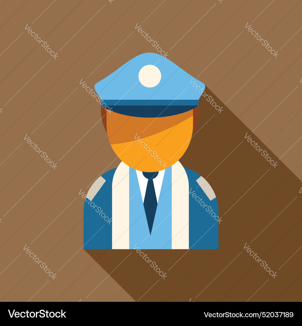 Pilot avatar wearing uniform and hat with long Vector Image