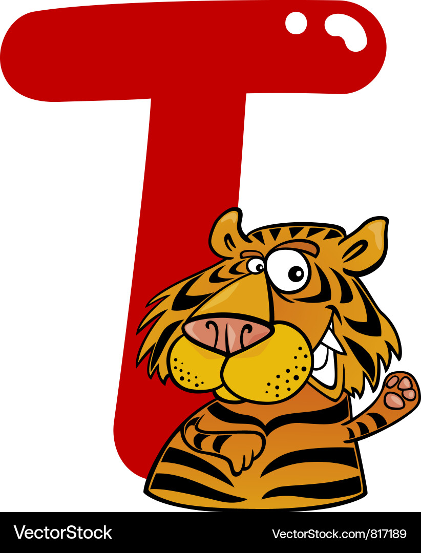 T for tiger Royalty Free Vector Image - VectorStock