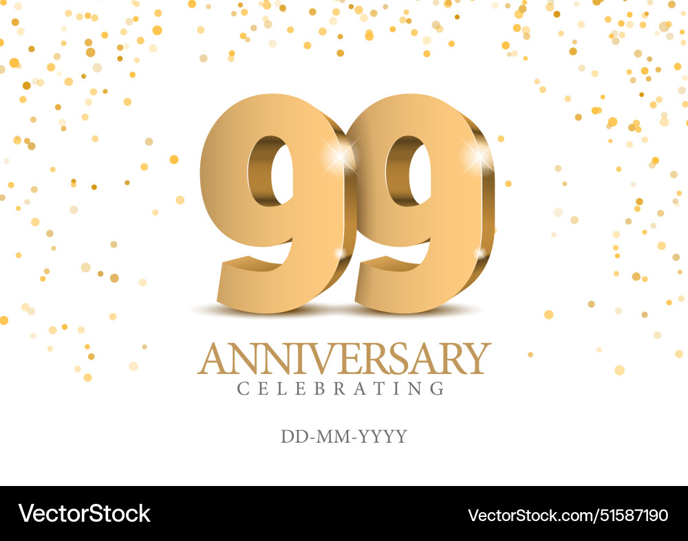 Anniversary 99 gold 3d numbers Royalty Free Vector Image