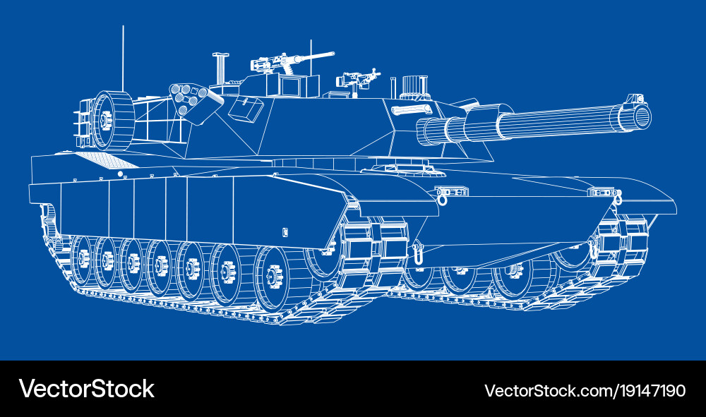 Blueprint of realistic tank Royalty Free Vector Image