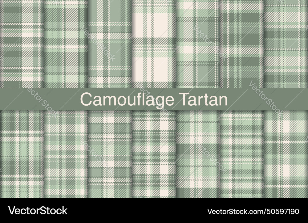 Camouflage plaid bundles textile design checkered Vector Image