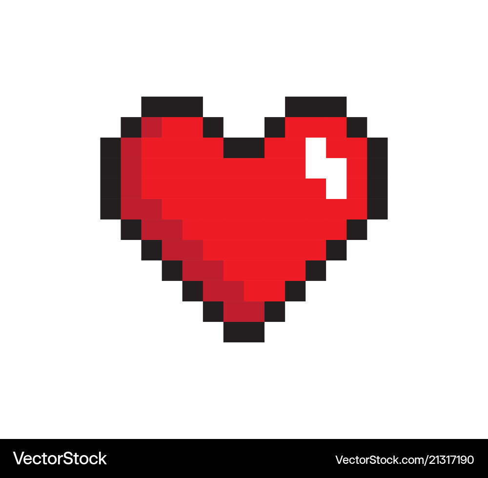 Closeup heart pixel icon Royalty Free Vector Image