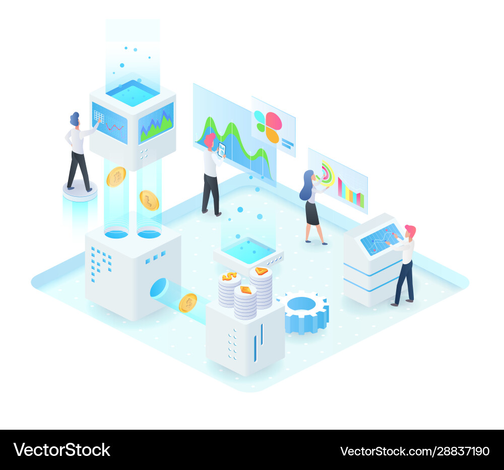 Cryptocurrency exchange platform isometric Vector Image