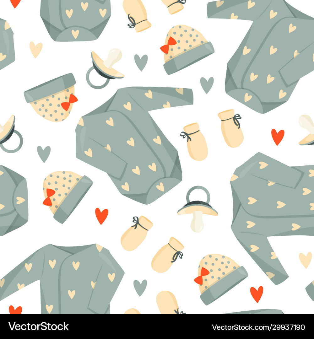 Cute green baby clothes and pacifier background Vector Image