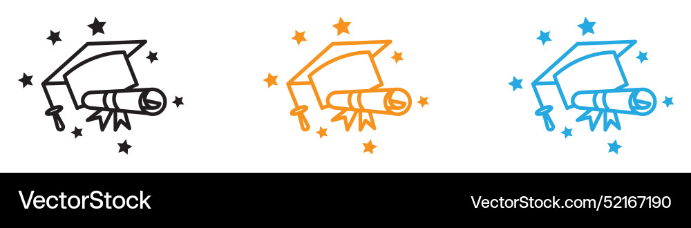 Graduation ceremony icon logo set collection Vector Image