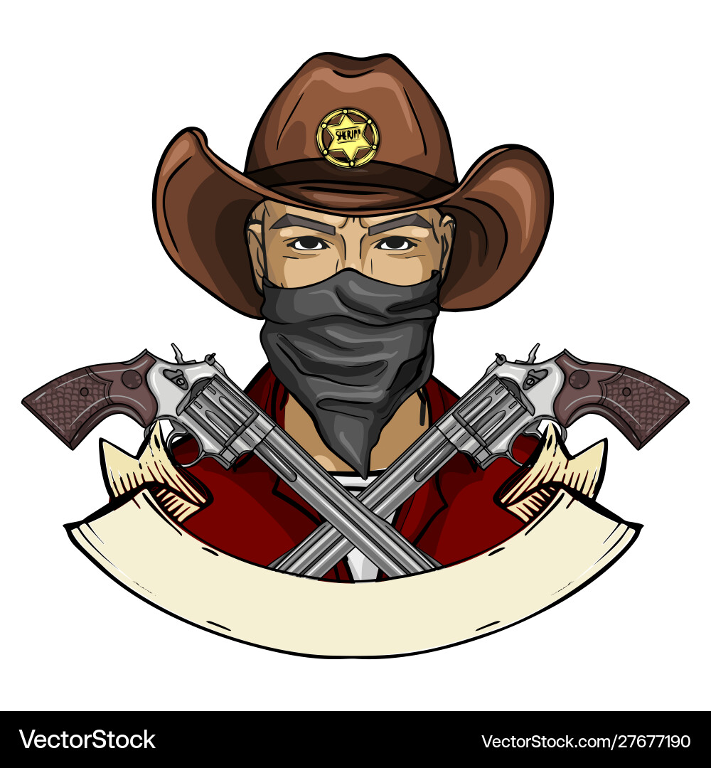 Hand drawn sketch cowboy icon Royalty Free Vector Image