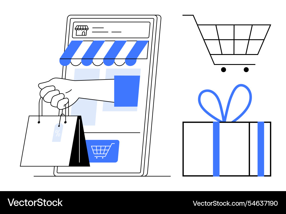 Online shopping concept with mobile storefront Vector Image