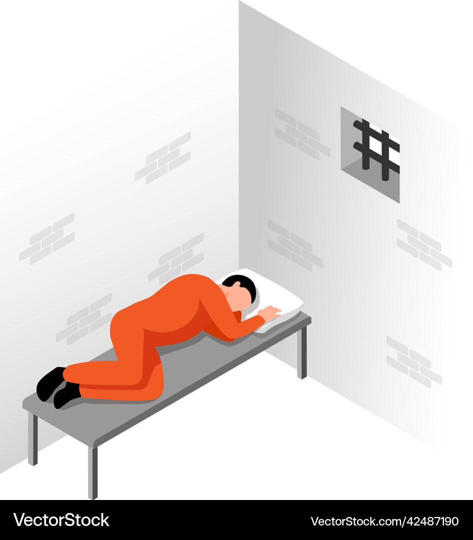 Prison cell sleep composition Royalty Free Vector Image