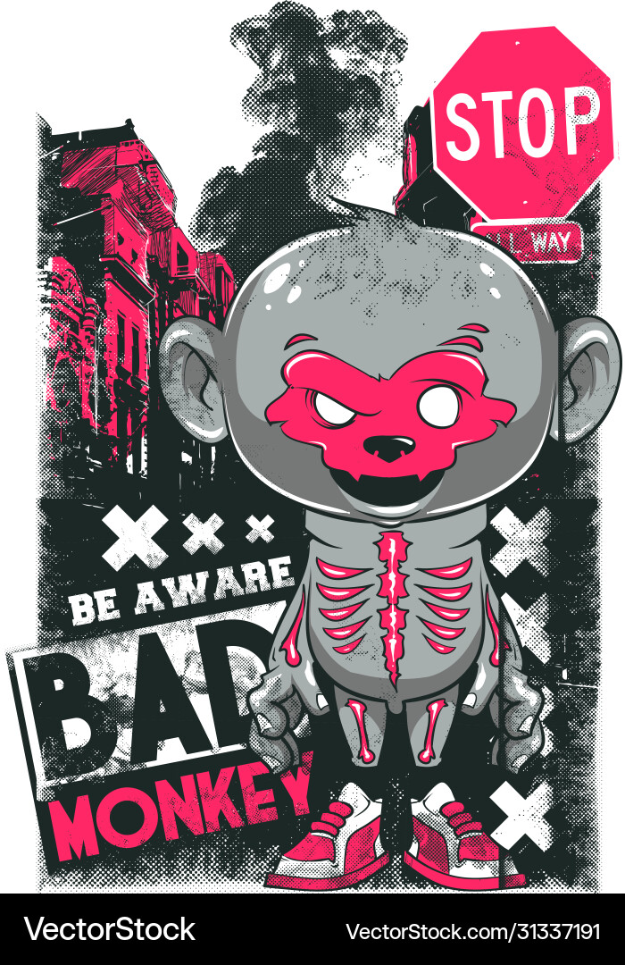 Bad monkey Royalty Free Vector Image - VectorStock