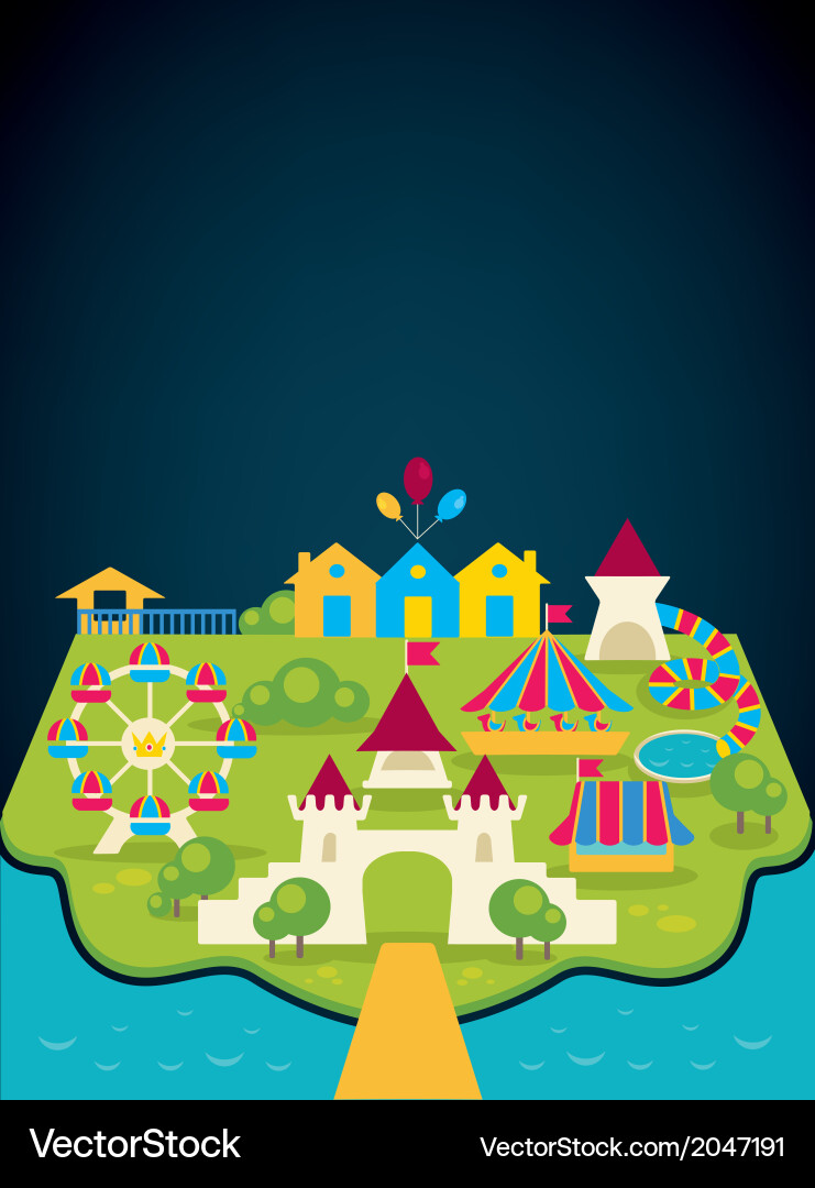 Colorful Amusement Park Scene Royalty Free Vector Image