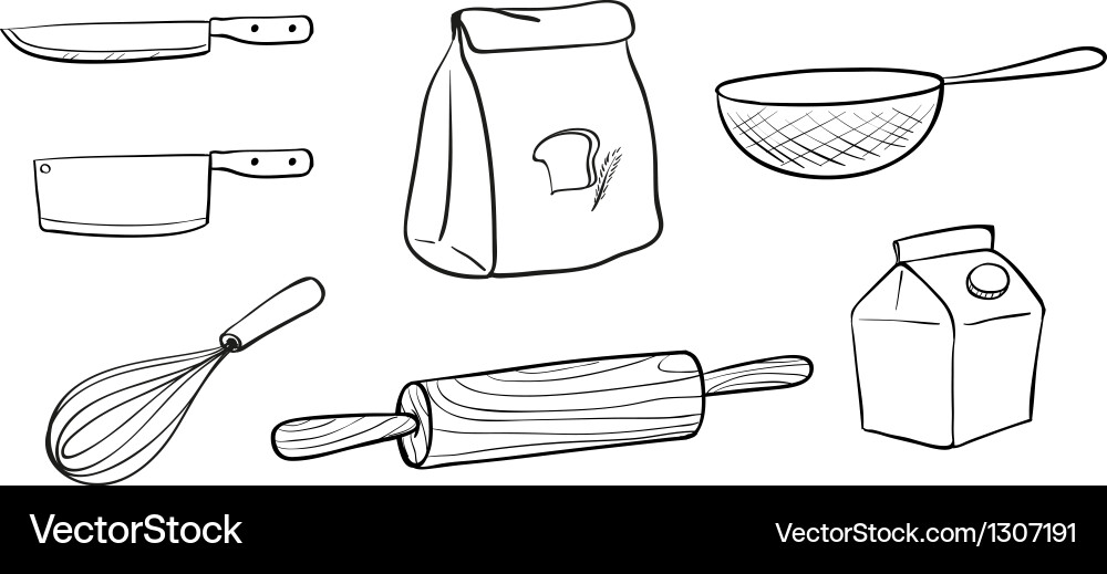 Different kinds of baking tools Royalty Free Vector Image