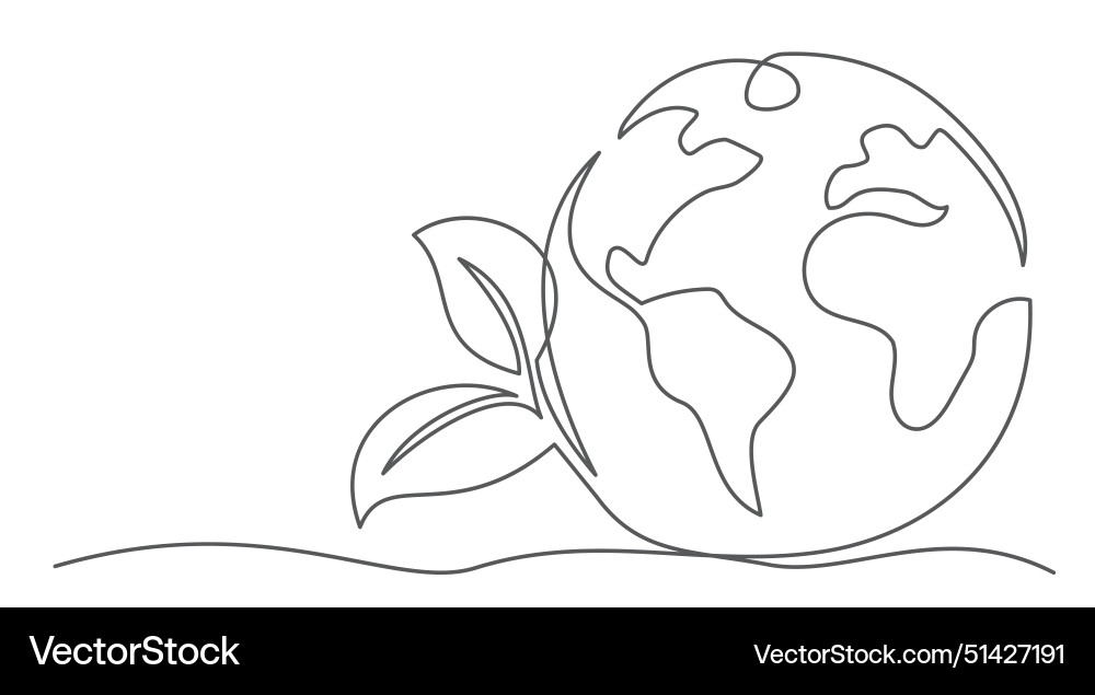 Earth one line drawing on white background Vector Image