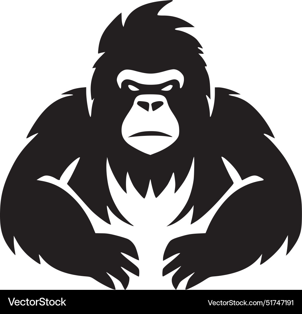 Gorilla - black and white Royalty Free Vector Image